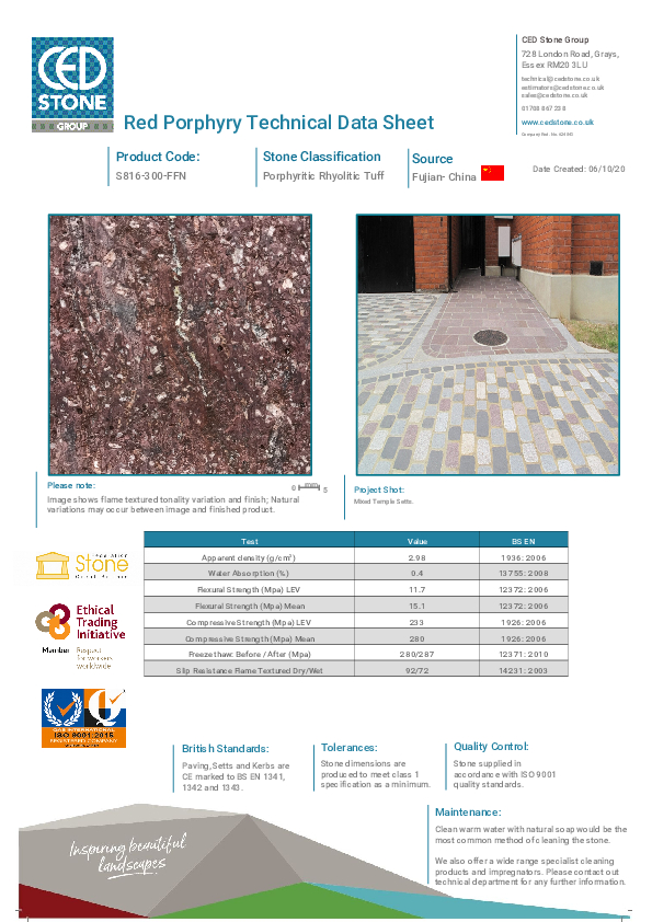 CED Stone | Temple Setts - Red Porphyry