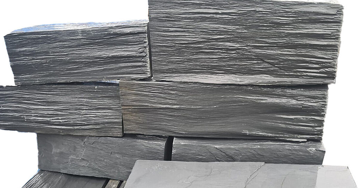 Dark Blue Grey Slate Pillored Walling | CED Stone